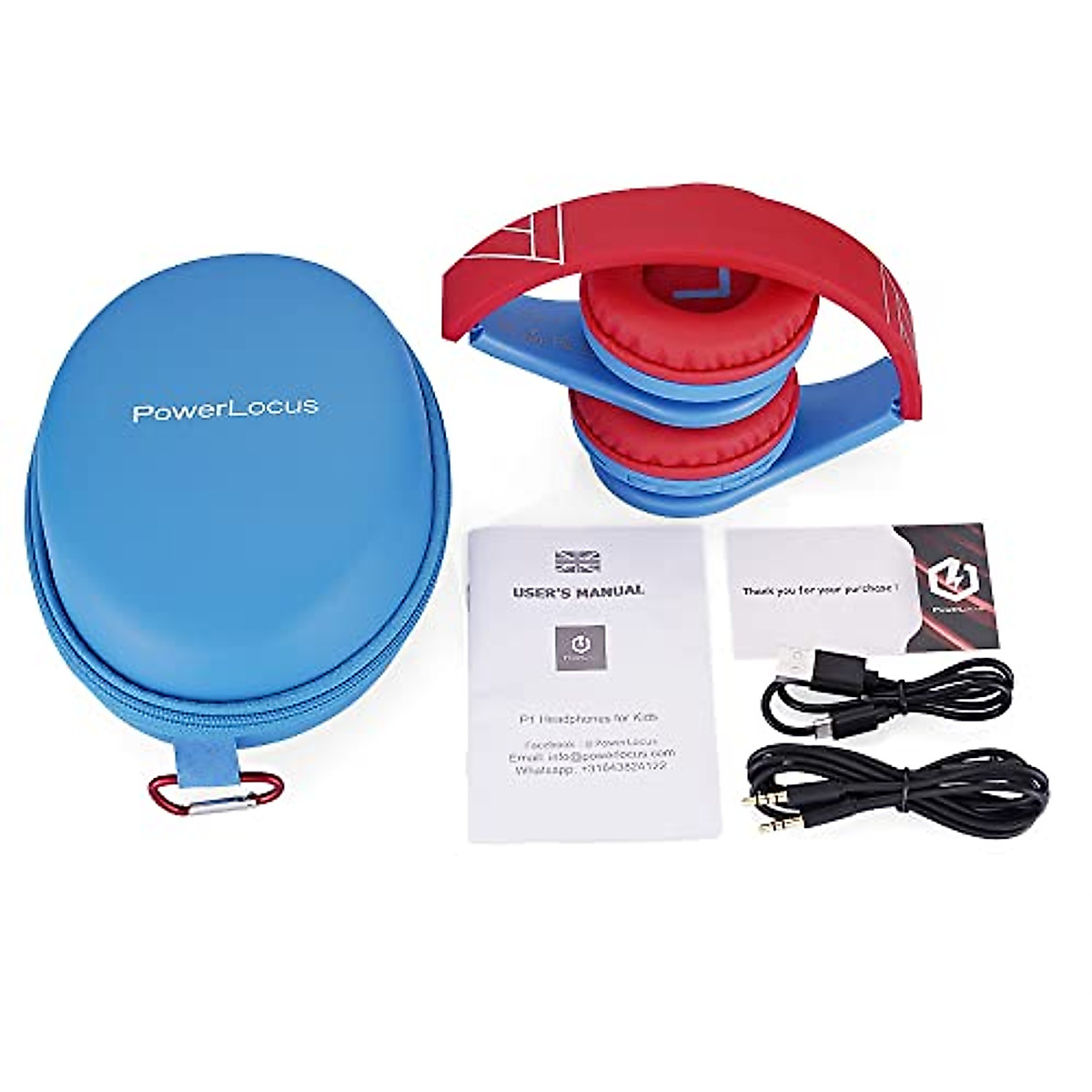 PowerLocus Bluetooth Headphones for Kids, Wireless Foldable Headphones Over Ear, Headphone with Microphone, 85DB Volume Limit, Wireless and Wired Headset with Micro SD, FM for Cellphones, Tablets, PC