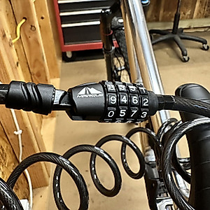 MARQUE Combination Bike Lock Cable- 3/8 inch (5FT, 10FT, 15FT, 25FT) Resettable Combination Lock, Anti-Theft Coiled Secutiry Cable for Bicycles, Kayaks, Paddle Boards, Gates&Outdoor Gear (15 FT)