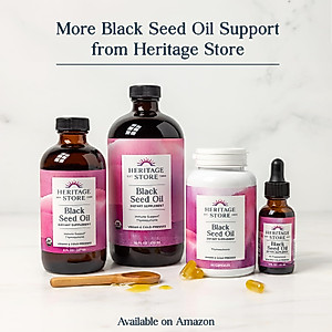 HERITAGE STORE Black Seed Oil, Organic, Cold Pressed, Nigella Sativa Supplement with Thymoquinone, Omega 3 6 9, Antioxidant, Immune and Joint Support, Vegan, 16oz