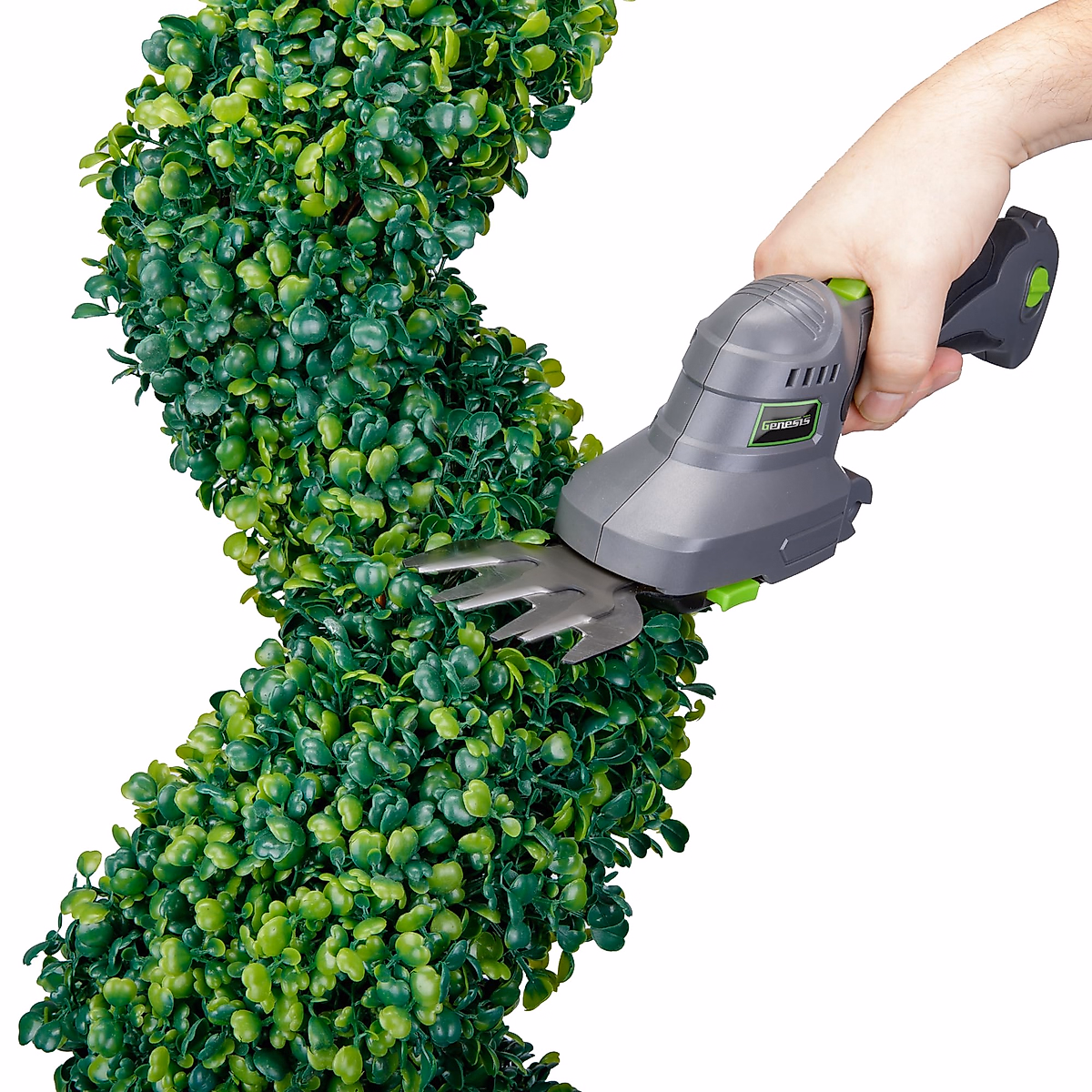 Genesis Cordless Grass Shear & Shrubbery Trimmer - 2 in 1 Handheld Hedge Trimmer 8V 2000mAh Electric Grass Trimmer Hedge Shears/Grass Cutter, Rechargeable Battery, and Charger (GLGT08B)