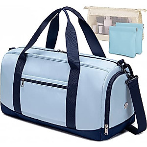 Gym Duffle Bag for Women with Wet Pocket Shoes Compartment Carry On Bag Weekender Overnight Duffel Bag with Shoe Compartment Wet Pocket