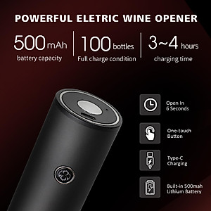 Ludkim Electric Wine Opener Set, All-in-One Wine Gift Set With Electric Aerator Dispenser, Automatic Electric Corkscrew, Automatic Saver Vaccum Pump, Foil Cutter and Gift Box