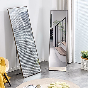 CIATRE Solid Wood Frame Full-Length Mirror - Dressing Mirror for Bedroom, Home Porch, and Clothing Store - Floor Mounted or Wall Mounted - 65" x 23"