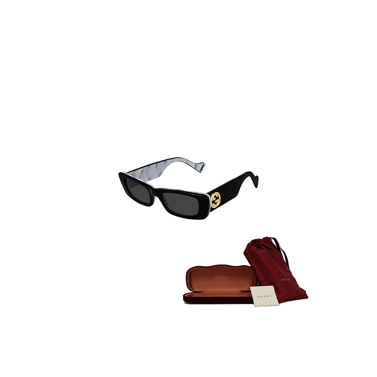 Gucci GG0516S 001 52MM Black/Grey Geometric Square Sunglasses for Women + BUNDLE with Designer iWear Eyewear Kit