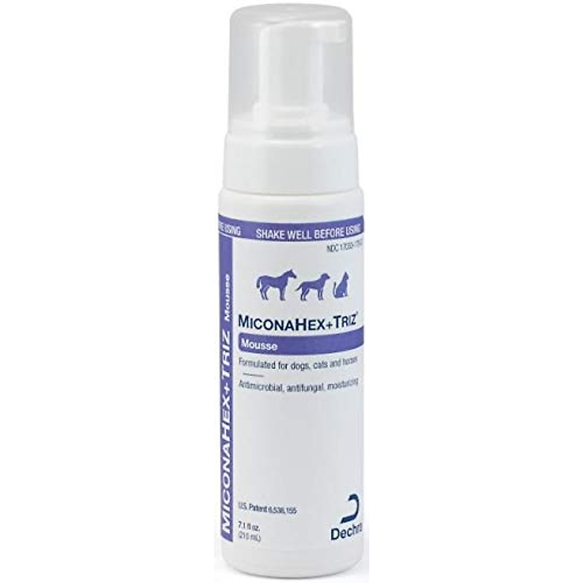 MiconaHex +Triz Mousse 7.1 ounces (200ml), Formulated for Dogs, Cats and Horses, Antimicrobial, Antifungal, Moisturizing, By Dechra Veterinary Products