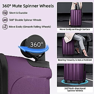 LARVENDER Luggage Sets 6 Piece, Expandable Luggage Hardshell Suitcases Set with Spinner Wheels, Lightweight Travel Luggage Sets Clearance with Cosmetic Cases, Purple(12/14/18/20/24/28)"
