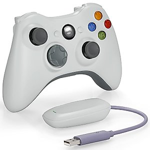 YCCSKY Wireless Controller for Xbox 360, 2.4GHz Enhanced Dual Vibration Game Controller with Receiver Remote Gamepad Joypad Joystick for Xbox 360 Slim PS3 and PC Windows 7/8/10 (White)