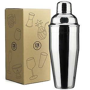 PG Professional Cocktail Shaker - 24 oz Stainless Martini Tin with Built-in Strainer and Measuring Cup - Perfect for Mixing Drinks
