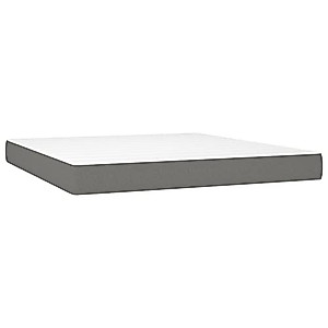 loibinfen King Size Box Spring Bed with Mattress Set, Included 1 x Bed Frame/1 x Headboard with Ears-A/1 x Mattress/1 x Mattress Topper, Dark Gray 76"x79.9" Fabric with Black Legs (Style D)