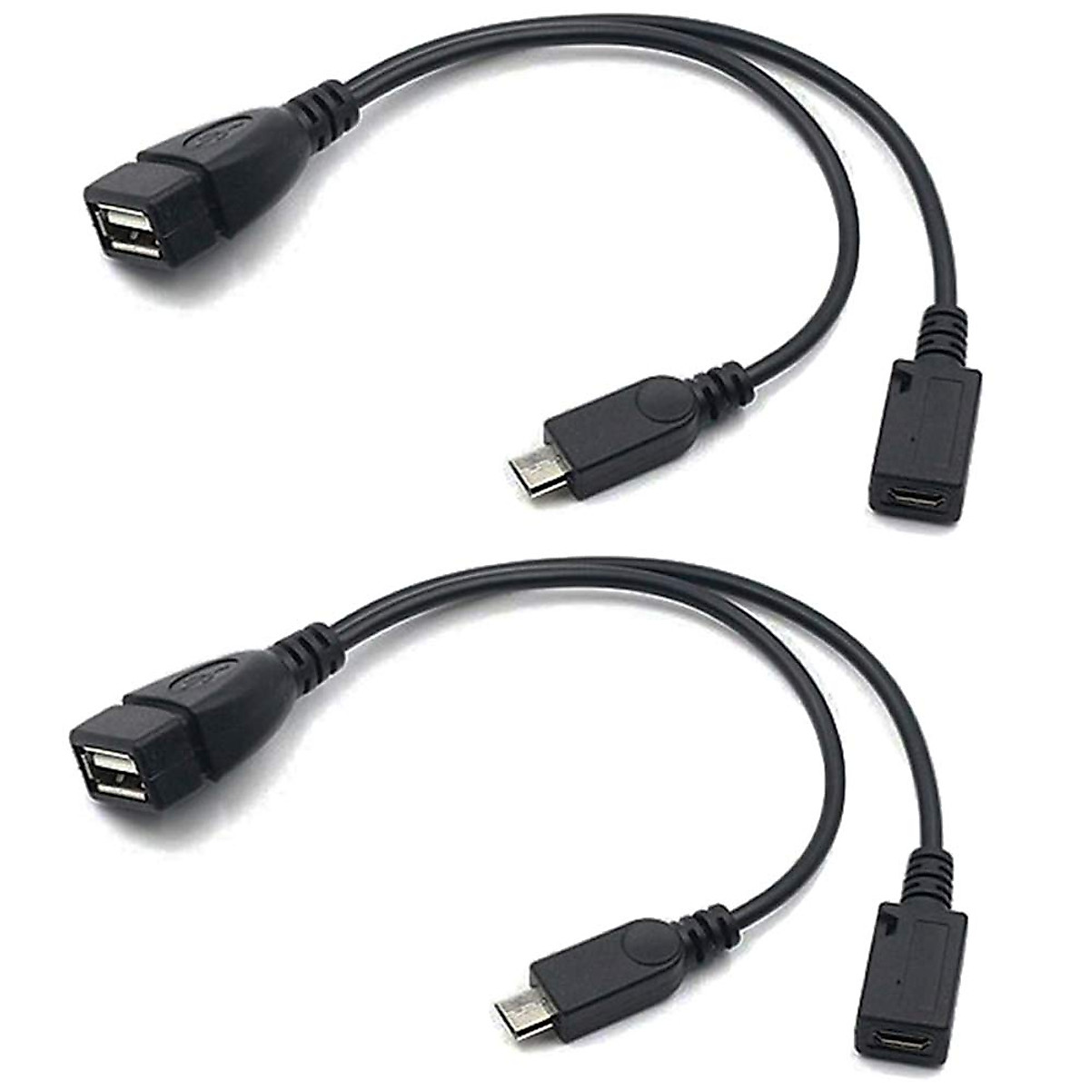 AuviPal 2-in-1 Micro USB to USB Adapter (OTG Cable + Power Cable) for Fire Stick, PlayStation Classic and More - 2 Pack