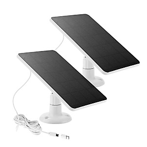 2-Pack Solar Panel Camera Charger Fit for Eufycam 3/3C s300/2,2 Pro, 2C, 2C Pro,c210,s330,s340,e340, E, E20, E40/L20/L40/S40/4G Eufy Security Camera Micro USB Type-C Port 10FT Cable, IP65 Waterproof