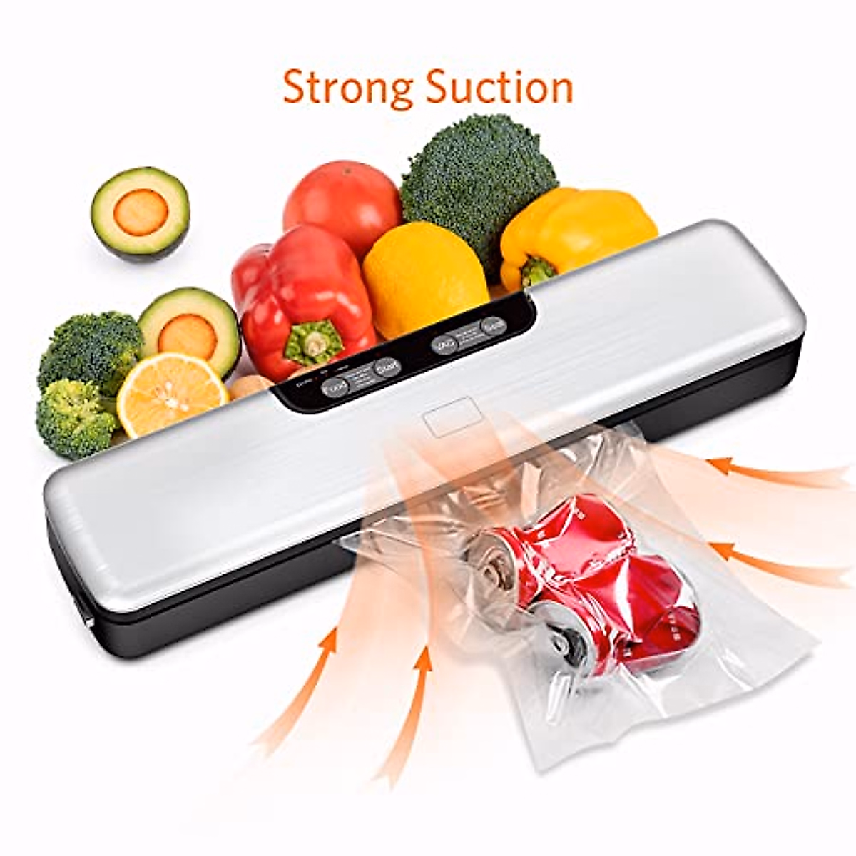 BEYUAM Vacuum Sealer, Food Saver Vacuum Sealer Machine with Auto&Manual Options for Food Storage, 5 in1 Food Vacuum Sealer with Dry&Moist Modes, LED Indicator Lights, Compact Design, Includes 15PCS Vacuum Seal Bags,1 Air Suction Hose, 1Cutter …