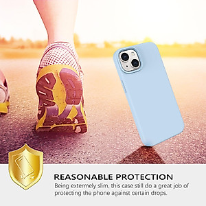 GUAGUA Compatible with iPhone 13 Case 6.1 Inch Liquid Silicone Soft Gel Rubber Slim Thin Microfiber Lining Cushion Texture Cover Shockproof Protective Phone Case for iPhone 13, Light Blue