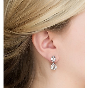 A+O Clip on Earrings - Teardrop Drop Dangle Earrings in Silver