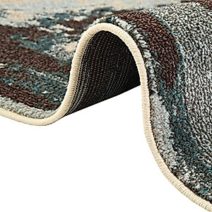 Unique Loom Estrella Collection Modern, Abstract, Watercolor, Contemporary Area Rug, 3 ft 3 in x 5 ft 3 in, Light Blue/Beige