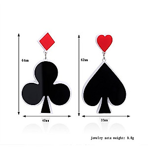 Playing Cards Pattern Drop Earring Fashion Party Gift Charms Hearts Spades Plum Poker Acrylic Earring Jewelry (Short)