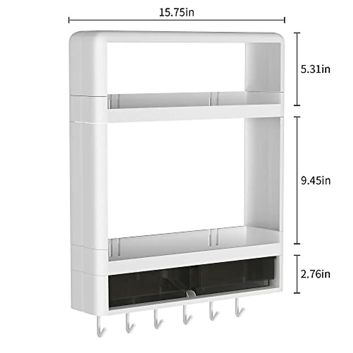 2-Tier Bathroom Space Saver,Over The Toilet Storage for Bath Essentials, Restroom Organization and Storage Shelf Over Washer and Dryer,No Drill,White