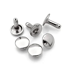 CRAFTMEMORE 9mm Cap x 10mm Post Leather Rivet Double Cap Rivets Tubular Metal Rapid Rivet Studs Leather Craft 50 Sets (10 mm Post, Silver)
