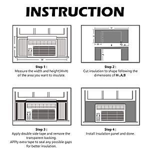 BJADE'S Window Air Conditioner Side Insulated Foam Panel, One-piece Full Surround Insulation Panels Window Seal Kit, Summer and Winter Heat and Draft Insulating