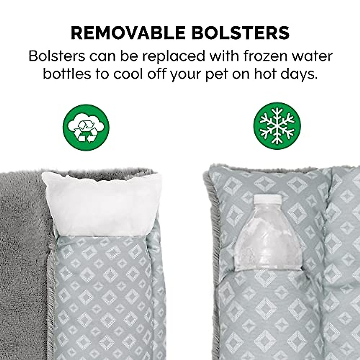 Furhaven Cat Bed for Indoor Cats, Washable w/ Removable Bolsters, For Pets Up to 9 lbs - Plush & Diamond Print Cuddle Loaf Mat - Gray, Small