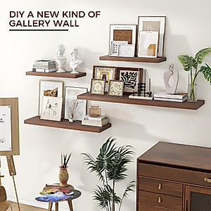 Floating Shelves for Wall, 2 Large Wall Mounted Shelves with Invisible Brackets, Long Wood Floating Wall Shelf Shelves for Living Room, Bedroom, Kitchen, Bathroom Decor (Walnut, 36" W x 8" D x 1.5" H)