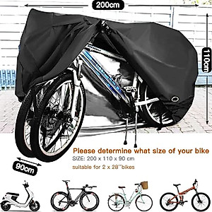 Bike Cover For 2 Or 3 Bikes Outdoor Waterproof- 210d Outdoor Waterproof & Anti-Uv Bicycle Covers With Reflective Strips Anti Dust Rain Snow Uv For Mountain, Road Bikes