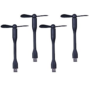 FINENIC Mini USB Fan.Personal Portable Pocket Fan.Mini fan For mini humidifier/Power Bank/Library/Cinema/Office/Outdoor Traveling/Camping/Fishing【4 PACK 】 Black