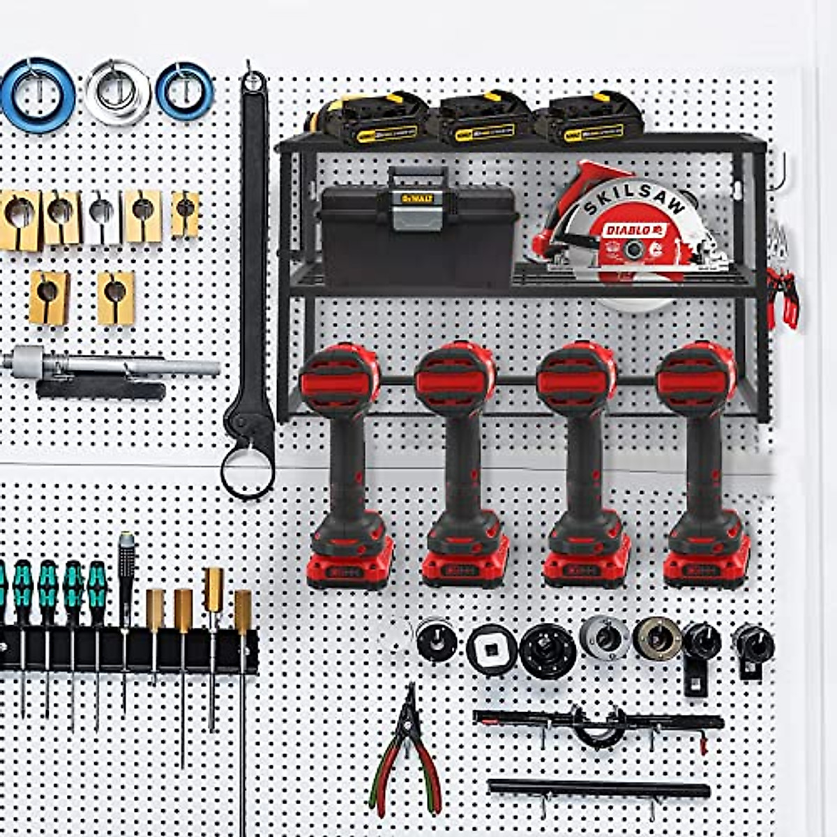 Dosker Tool Organizer Fathers Day Gifts Wall Shelf Mounted Garage Storage Rack 3 Layers Heavy Duty Metal Drill Holder Utility Storage Rack Garage, Workshop and Warehouse for Men Dad Gifts 1PC