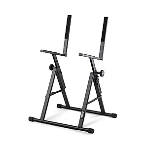 On-Stage RS7000 Tilt-Back Amp Stand (Setup for Guitar Combo Amplifiers and Speakers, 150 lb Capacity, Adjustable Height, Nonslip Rubber Arms and Feet, Portable, Folding, Steel, Black)