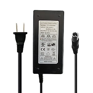Abakoo 42V 2A UL Power Charger Adapter for Xiaomi M365, Spin, Skip, ES1 ES2 ES4, Bird, Lime, Lime-S