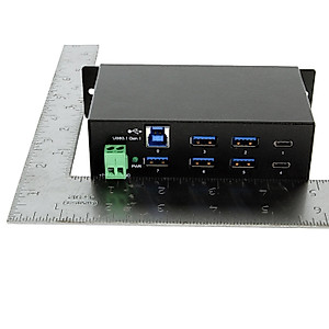 Coolgear USB-C 7 Port Hub 2X Type-C 5X Type-A - DIN Rail - Power Adapter