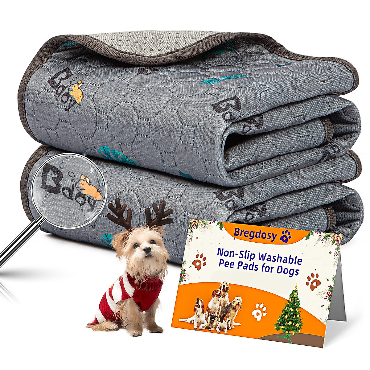 Bregdosy Super Absorbent Washable Pee Pads for Dogs Large 31"x24",2Pack Reusable Dog Pee Pads, Non-Slip and Leak-Proof Potty Pads,Puppy Pads Pet Training Pads for Whelping,Potty Training…