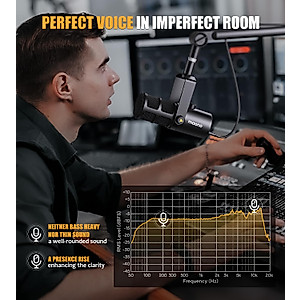 MAONO Dynamic Microphone, USB/XLR Podcast PC Microphone with Software, EQ,Tap-to-Mute, Headphone Jack, Gain Knob & Volume Control, Studio Mic for Broadcast, Recording, Streaming & Gaming (PD400X)