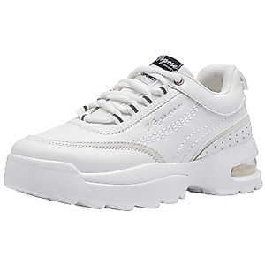 Vepose Women's 8019 Fashion Sneakers, Air Cushion Lace-up Walking Sneakers, Grey, Size 8 US -Memory Foam Running Shoes(CJY8019 Grey 08)