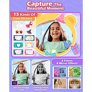 Anchioo Instant Print Camera for Kids, 2.4 Inch Screen Camera with 3 Print Paper, Birthday Gift for Girls Boys Age 3-12, 1080P Instant Camera Toys for 3 4 5 6 7 8 Year Old - Pink