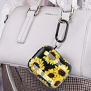 Sun Flower Case Compatible with AirPods Cover, Full Protective Soft TPU AirPods Cover Compatible with AirPods 1&2 Wireless and Wired Charging Case ZPYOU -Black Sunflower