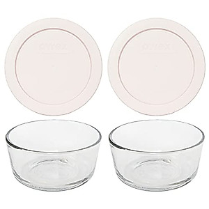 Pyrex (2 7200 Glass Dishes & (2) 7200-PC Nouveau Pink Lids