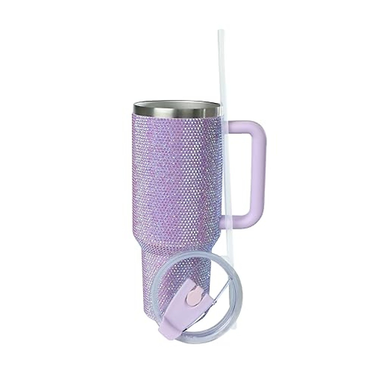 Sip+Sea Grenada 40oz Rhinestone-Encrusted Insulated Tumbler - Premium Bling Stainless Steel Water Bottle with Handle, Double Wall Vacuum Technology, Includes Leakproof Lid and Straw