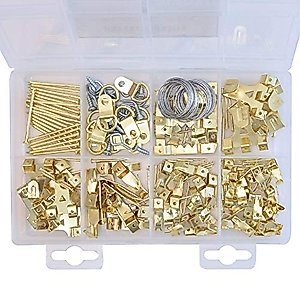 Assorted Picture Hanging Kit | 220 Piece Assortment with Wire, Picture Hangers, Hooks, Nails and Hardware for Frames