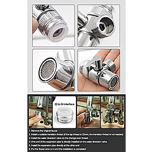 Polished Chrome Brass Sink Valve Diverter Faucet Splitter for Kitchen,Handheld Showerhead or Bathroom Sink Faucet Replacement Part Faucet to Hose Adapter Splitter Part M22 X M24