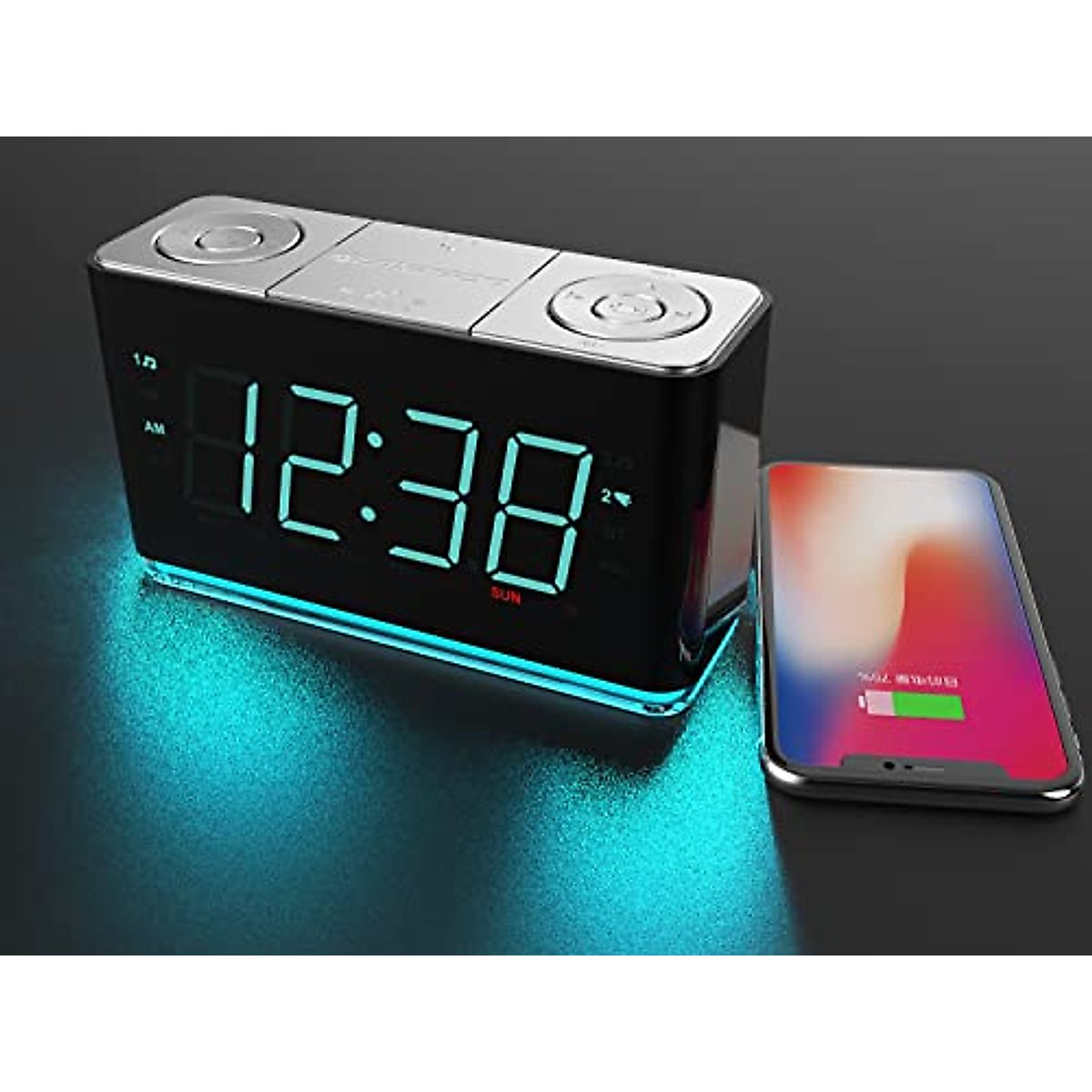 Emerson SmartSet Alarm Clock Radio with Bluetooth Speaker, Charging Station/Phone Chargers with USB port for iPhone/iPad/iPod/Android and Tablets, ER100301, Black
