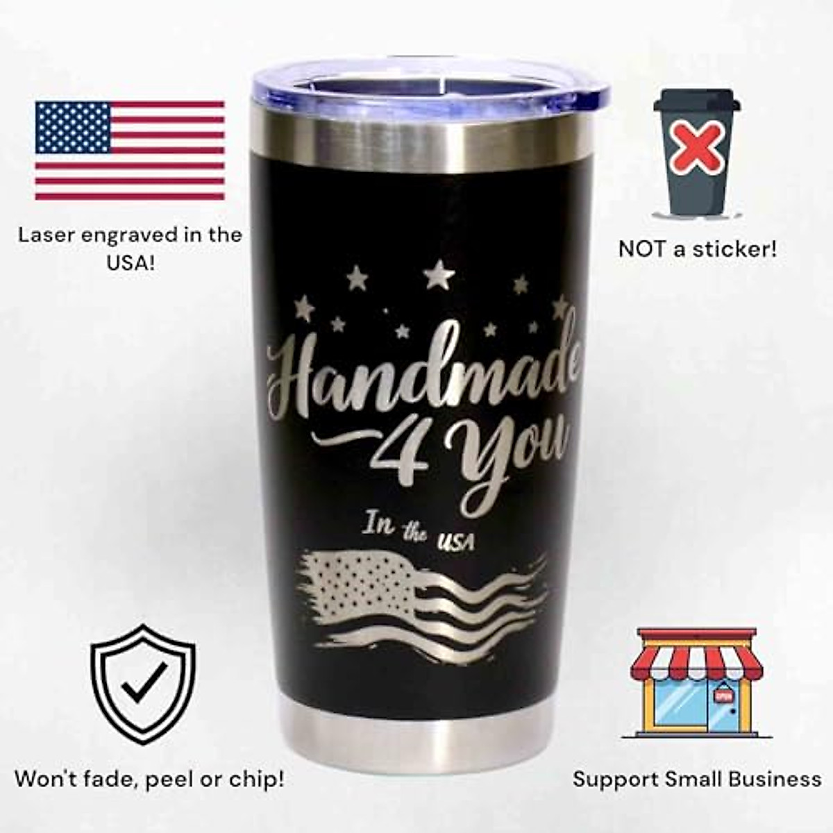 Made4You, 'Dogs Make a House a Home', Laser Engraved Stainless Steel Tumbler, 20 Oz., Dog Theme Gift, Black Color, Gift for Dog Lovers