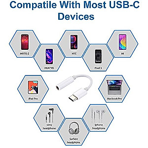 MMOBIEL USB C to 3.5mm Audio Jack Headphone Adapter Compatible with iPad Pro / Air - Samsung Galaxy S22 S21 S20 FE Ultra - Note 20 10 - Google Pixel 6 5 4 - White