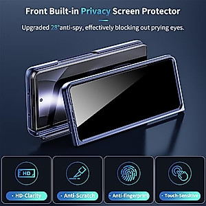 WSKEN for Samsung Galaxy Z Fold 5 Case with S Pen Holder [Built-in Privacy Screen Protector] [Hinge Protection][Slide Camera Cover][360° Ring Magnetic Stand] Heavy Duty Protective Phone Cover-Blue