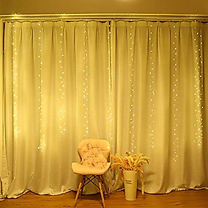 Winnerlion String Lights Curtain,USB 3 x 3 M 300 LED Curtain Lights 8 Modes Plug in Window Curtain String Lights for Christmas Wedding Party Home Garden Bedroom Indoor Wall (Yellow, 3x3m)
