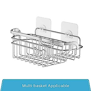 LUXEAR 6 Pack Reusable Adhesive Sticker for Bathroom Kitchen for Shower Caddy Basket Shelf Soap Dish Holder Kitchen Sink Caddy - No glue, Transparent