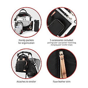 Skip Hop Diaper Bag Backpack: Suite 6-in-1 Diaper Backpack Set, Multi-Function Baby Travel Bag with Changing Pad, Stroller Straps, Bottle Bag and Pacifier Pocket, Black