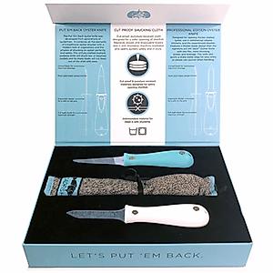 Toadfish Oyster Shucker's Bundle, Oyster Knife Shucker Set - Oyster Shucking Knives & Cut-Resistant Shucking Cloth, Seafood Opener Kit Tools Gift