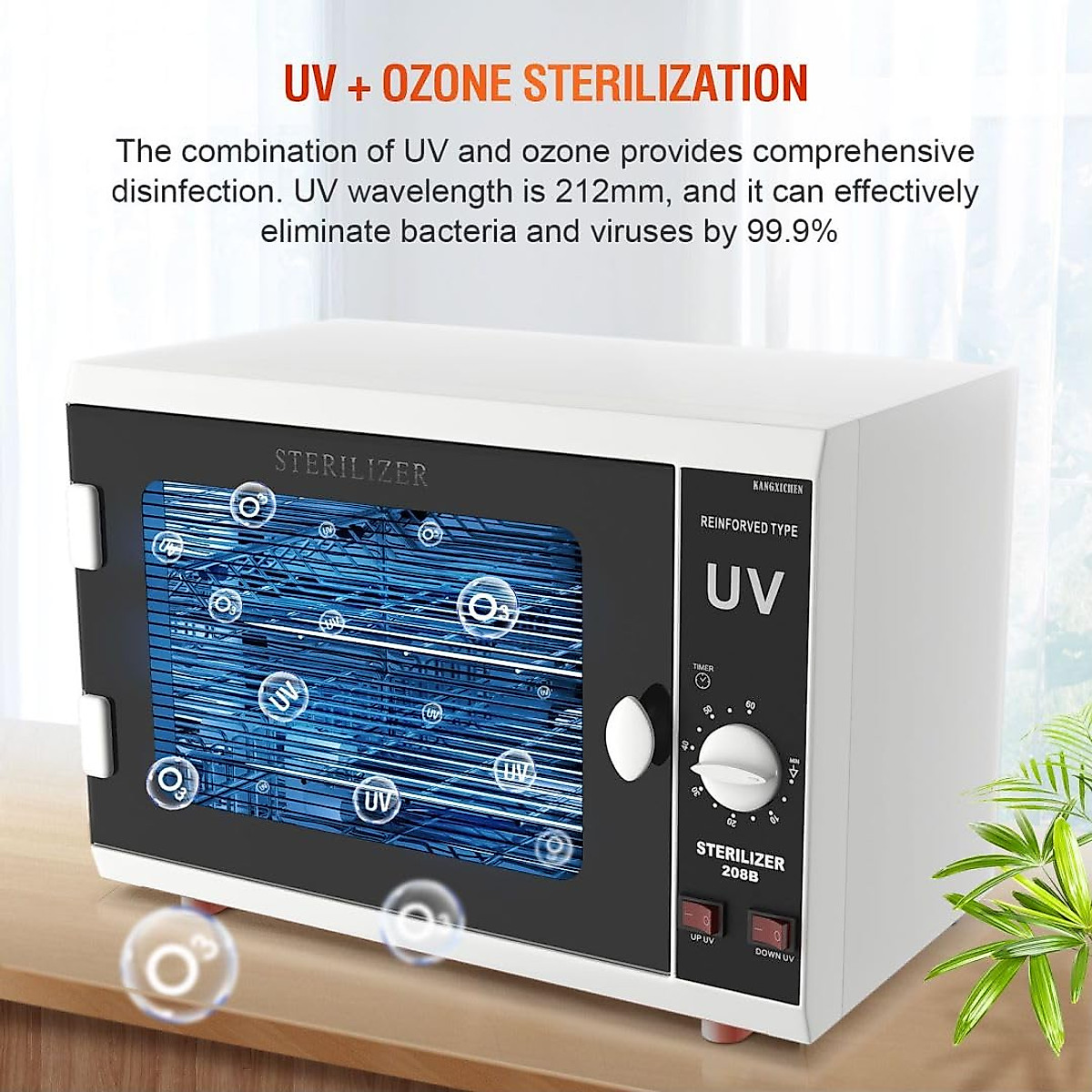 UV Sterilizer Cabinet. Dual Lamp Ultraviolet Disinfection Cabinet with Timer Setting, Suitable for Sterilization and Disinfection of Various Items