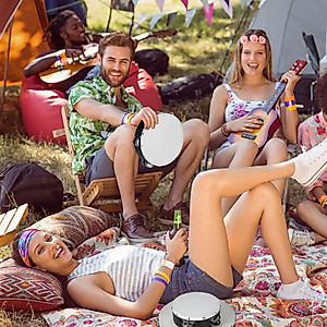 Konohan 4 Pcs Tambourines for Church Adults with Box, 6 8 10 12 Inches Wood Handheld Tambourine Double Row Metal Jingles Musical Percussion Instrument for Party KTV Game